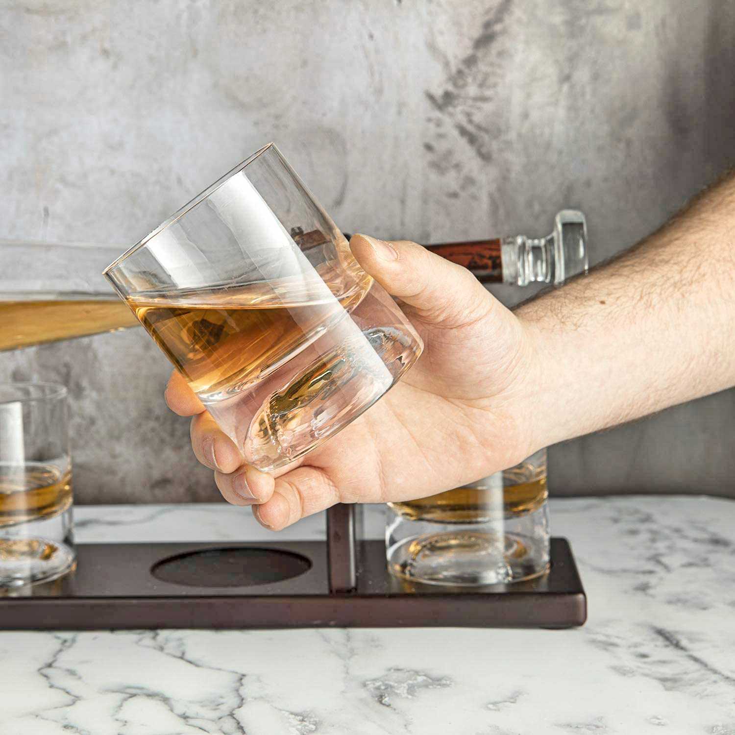Baseball Bat Whiskey Decanter Glass Set - Cool Birthday Gifts For Guys